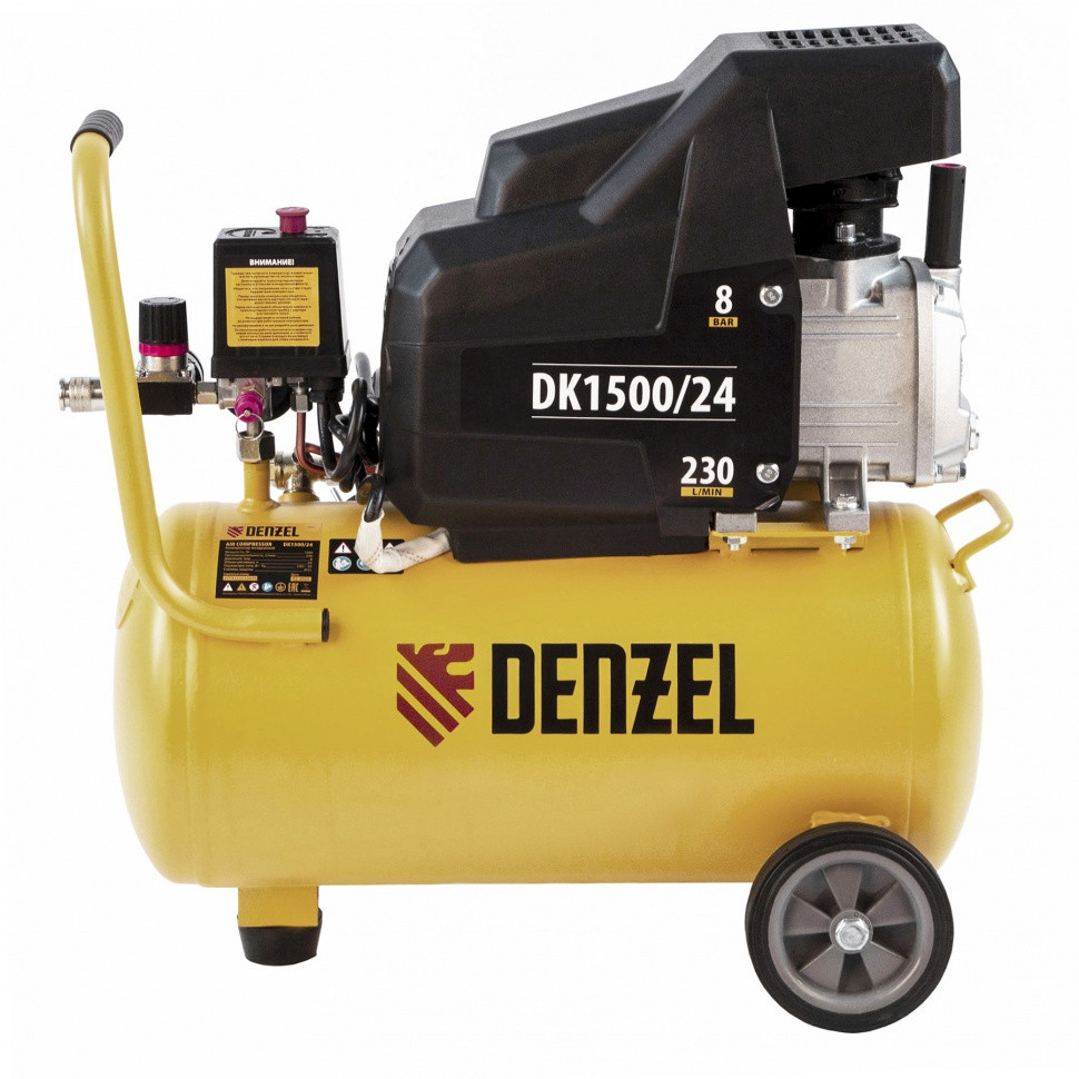 Компрессор воздушный DK1500/24, Х-PRO 1.5 кВт, 230 л/мин, 24 л Denzel ...